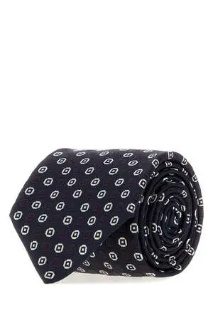 Saint Laurent Embroidered Jacquard Silk Tie - Printed