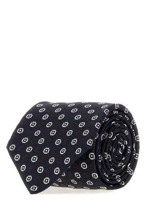 Saint Laurent Embroidered Jacquard Silk Tie Printed