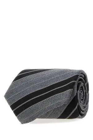 Saint Laurent Embroidered Jacquard Tie, 8 Cm - Stripped