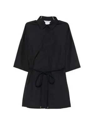 Max Mara Cotton Shirt Dress With Adjustable Front Drawstring - Blu