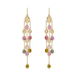 OPIUM JEWELS Multi-coloured Tourmaline Cascade Earrings - Gold