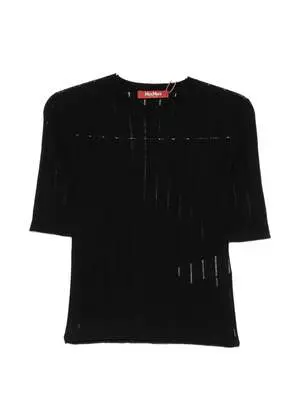Max Mara Wool & Silk Crewneck Sweater With Ribbed Edges