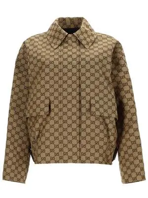 Gucci Gg Textured Bomber Jacket - Beige