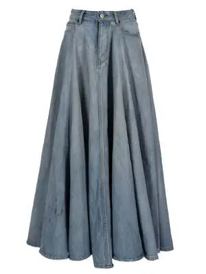 Balenciaga Long Godet Skirt In Cotton