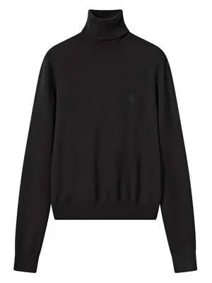 Gucci Wool Turtleneck Sweater With Embroidered Detail