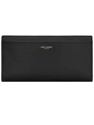 Saint Laurent Mini Zip Wallet In Calf Leather, 9.5 Cm X 20.5 Cm X 2 Cm - Black
