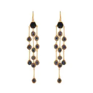 OPIUM JEWELS Blue Sapphire Cascade Earrings - Blue/gold