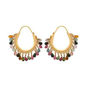 OPIUM JEWELS Cascading Tourmaline Droplet Hoops - Gold