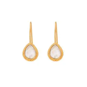 OPIUM JEWELS Gold-plated Silver Rainbow Moonstone Drop Earrings - White/gold