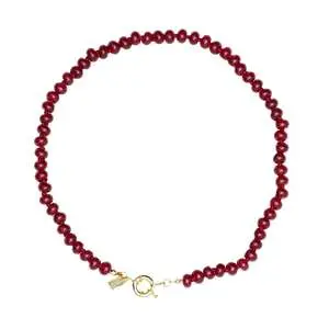 CHRISTINA GREENE Sweet Stone Beaded Knotted Necklace - Red