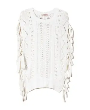 TWINSET Fringed Open-knit Vest