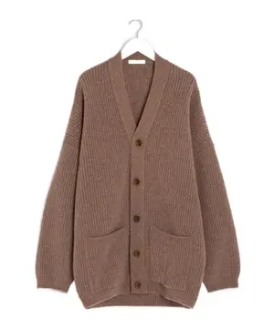 LEMAIRE V-neck Button-up Cardigan - Hazelnut Mix