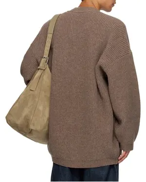 LEMAIRE V-neck Button-up Cardigan - Hazelnut Mix