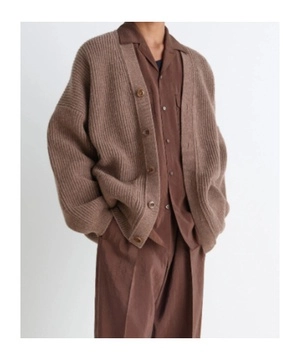 LEMAIRE V-neck Button-up Cardigan - Hazelnut Mix