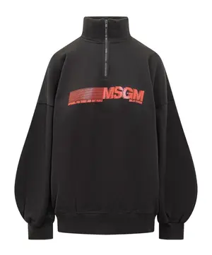 MSGM Zip Detailed Sweatshirt