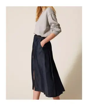 TWINSET Chambray Midi Skirt