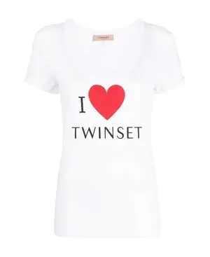 TWINSET Logo-detail Cotton T-shirt - White