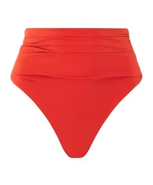 Jacquemus High-wasited Gathered Bikini Bottoms - Red
