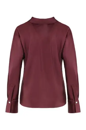 Vince Long-sleeved Button-up Satin Shirt - Bordeaux Red
