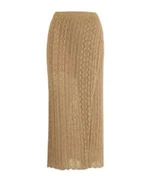 TWINSET Lurex Knit Long Skirt - Brown