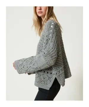 TWINSET Sequin Embellished Open-knit Jumper