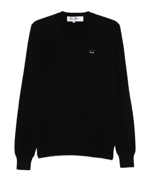 Play Comme Des Garcon V-neck Knitted Jumper - Black
