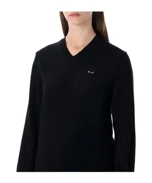 Play Comme Des Garcon V-neck Knitted Jumper