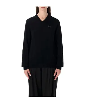 Play Comme Des Garcon V-neck Knitted Jumper