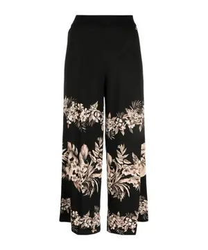 TWINSET Floral-motif Cropped Knitted Trousers