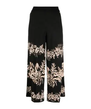 TWINSET Floral-motif Cropped Knitted Trousers