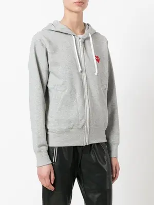 Play Comme Des Garcon Logo Patch Zip-up Hoodie