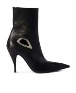 Off-White Crescent Pointed Toe Ankle Boots