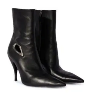 Off-White Crescent Pointed Toe Ankle Boots