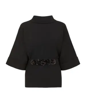 P.a.r.o.s.h Embroidered Mock Neck Blouse - Black