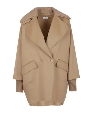P.a.r.o.s.h Oversized Knit-trim Coat - Light Brown