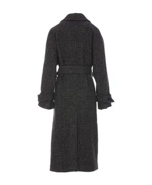 P.a.r.o.s.h Plaid-check Long Sleeved Belted Trench Coat