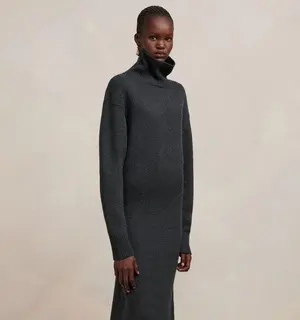 AMI Paris Long-sleeved Ribbed-knit Dress