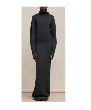 AMI Paris Long-sleeved Ribbed-knit Dress