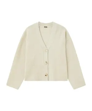 JOSEPH Ribbed Button Cardigan - Nude