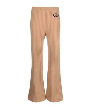 TWINSET Logo-patch Ribbed-knit Trousers
