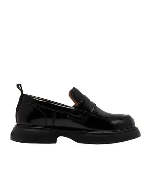 GANNI Logo Plaque Round-toe Loafers - Brown