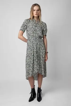 Zadig&Voltaire Rima Floral-print Midi Dress - Gray