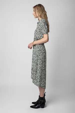 Zadig&Voltaire Rima Floral-print Midi Dress - Gray