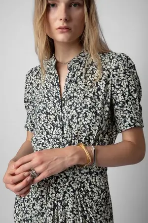 Zadig&Voltaire Rima Floral-print Midi Dress - Gray