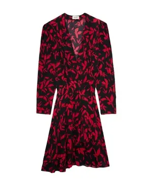 Zadig&Voltaire Rogers Leaf-printed Ruffled Mini Dress