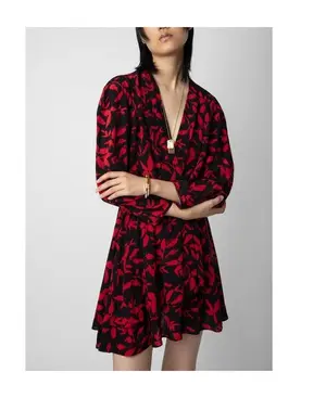 Zadig&Voltaire Rogers Leaf-printed Ruffled Mini Dress
