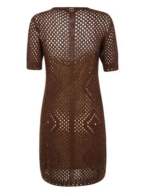 TWINSET Lattice-knit Short-sleeve Dress