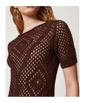 TWINSET Lattice-knit Short-sleeve Dress
