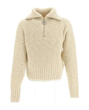 AMI Paris Half-zipped Knitted Jumper - Nude