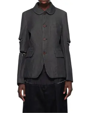 Comme Des Garçons Peter-pan Collar Ripped Overshirt